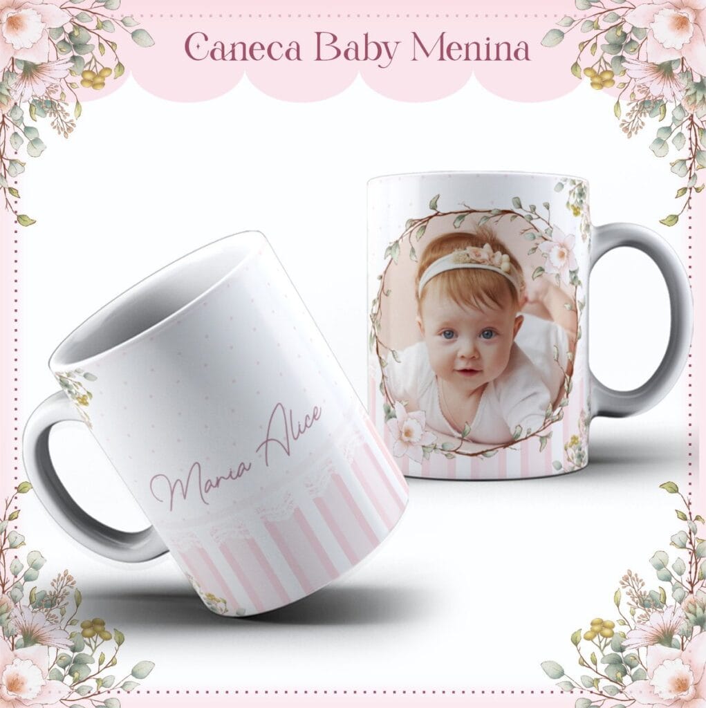 Arte Caneca Baby Menina PNG CDR PDF Personalizada