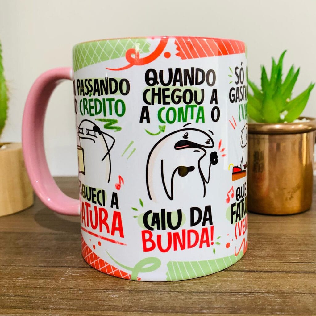 Arte Caneca Fui Passando no Crédito Esqueci a Fatura Laranja | Studios Cat