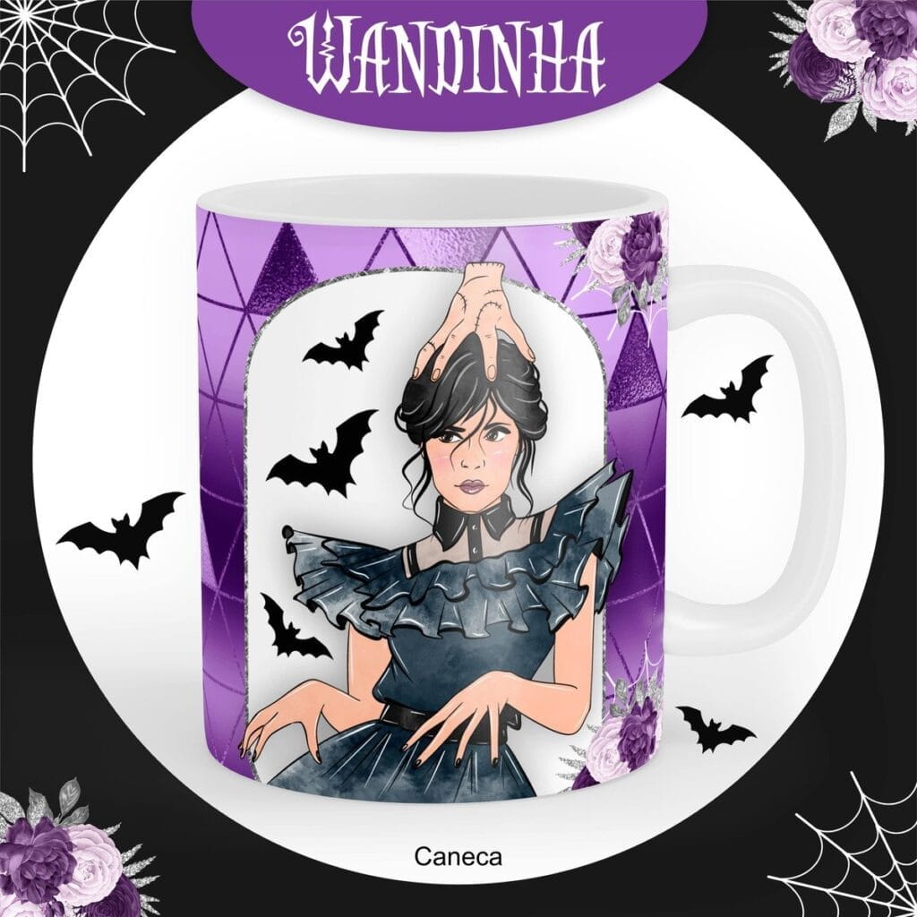 Arte Caneca Wandinha Sublimação | Studios Cat