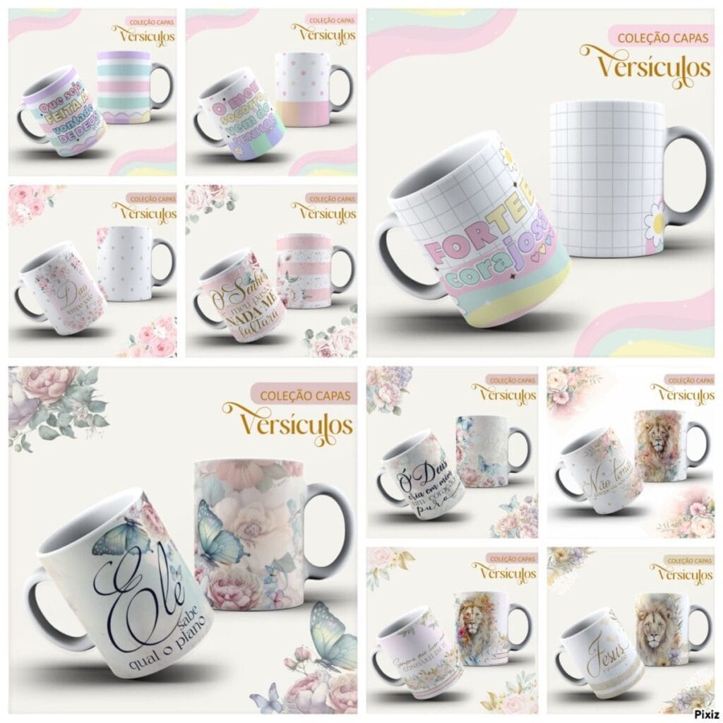 Arte Digital Canecas Versículos para Impressão em Alta Qualidade