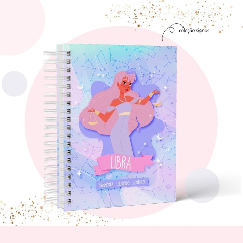 Caderno Signo Libra A5 Vertical Horizontal Personalizado