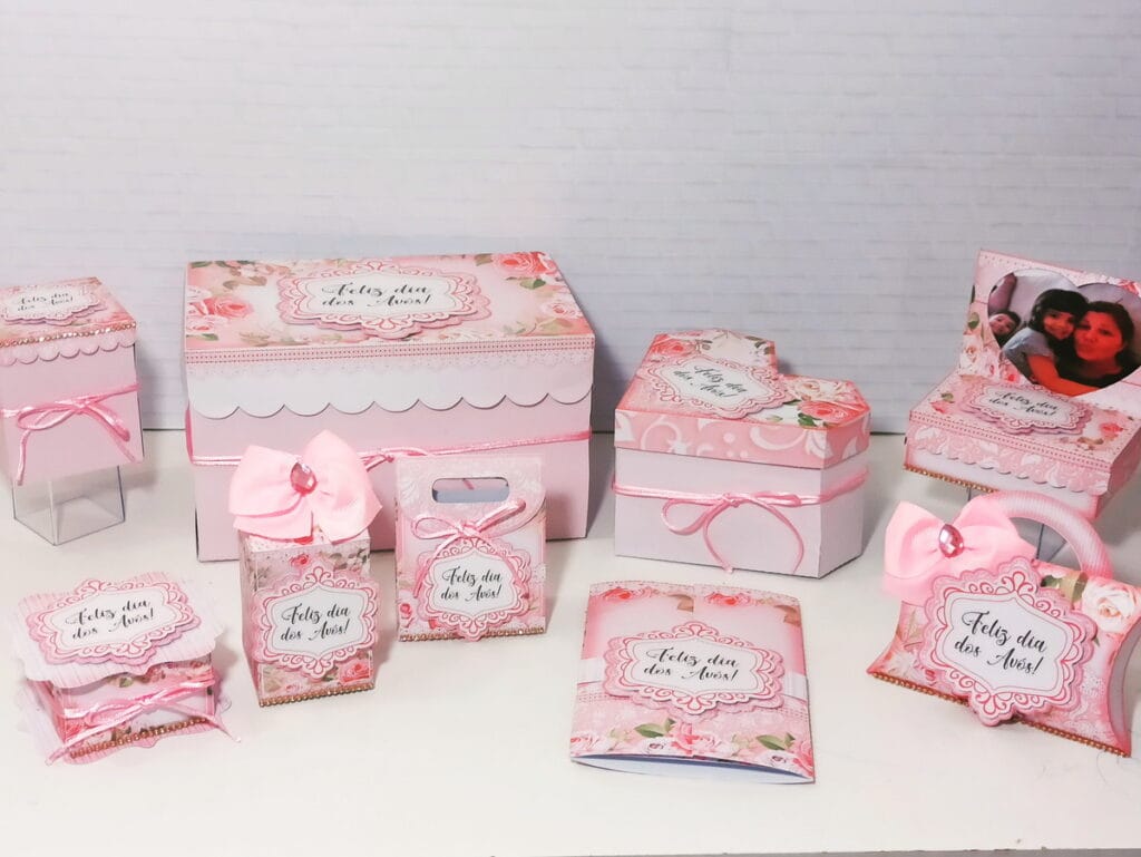 Kit Moldes Dia dos Avós Rosa para Imprimir e Presentear