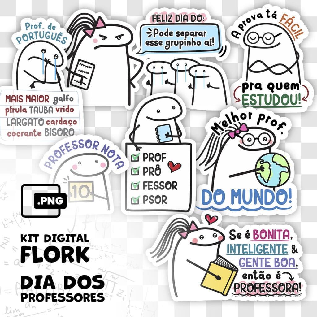 Flork Dia dos Professores Kit Arquivos Digitais Imagens Png | Studios Cat