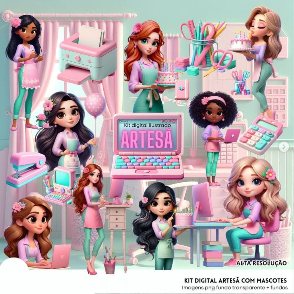 Kit Digital Bolofofos Png 3D Imagens Cliparts Cute | Studios Cat