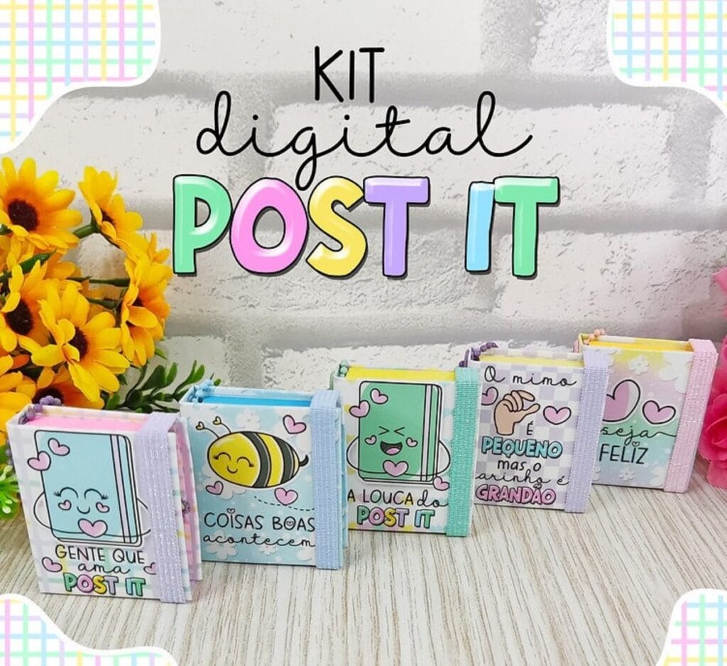 Kit Digital Post It para Chaveiro com Mockups Exclusivos PNG