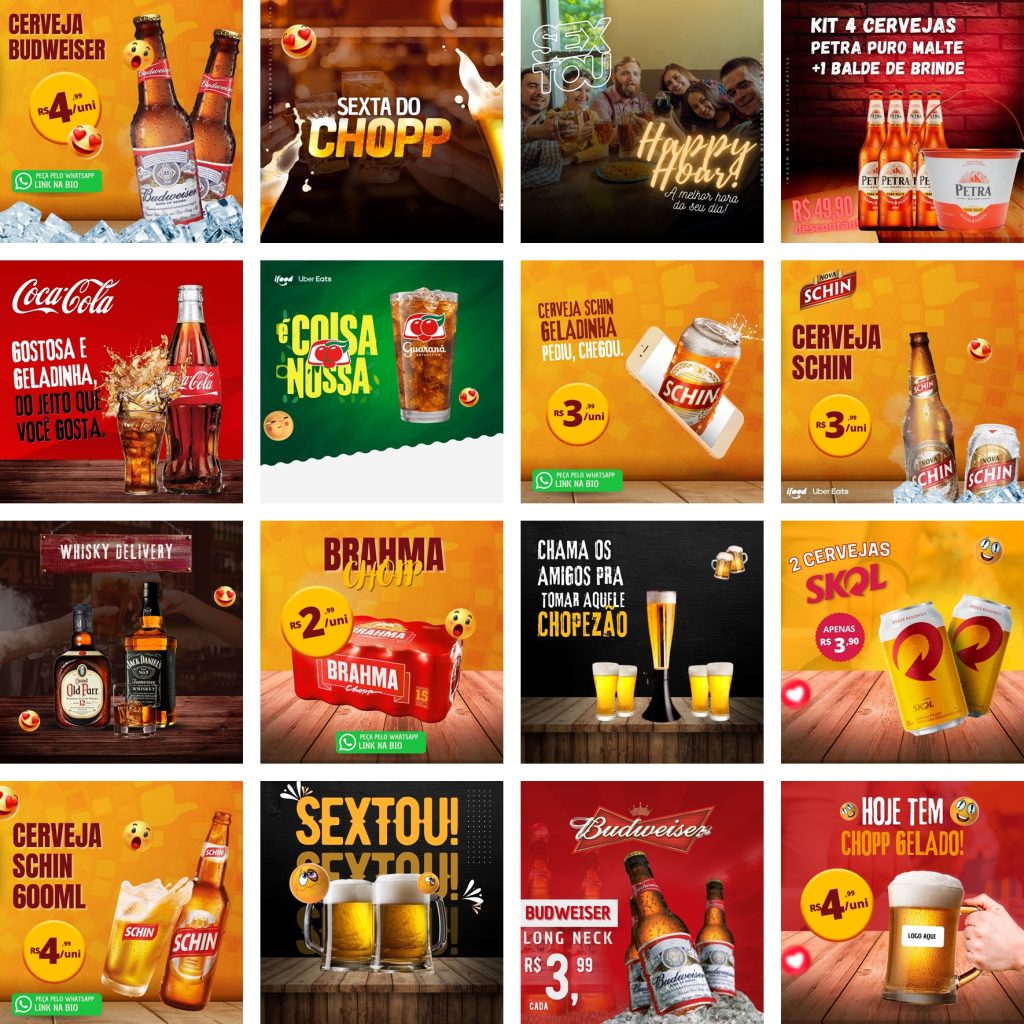 Templates Canva Bebidas Bar Cervejaria 30 Artes Editáveis + Bônus ...